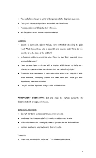 List of competency based interview questions | DOC