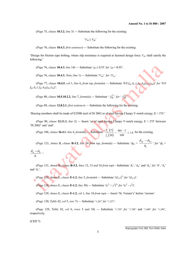 List of corrections_to_is800_2007 | PDF
