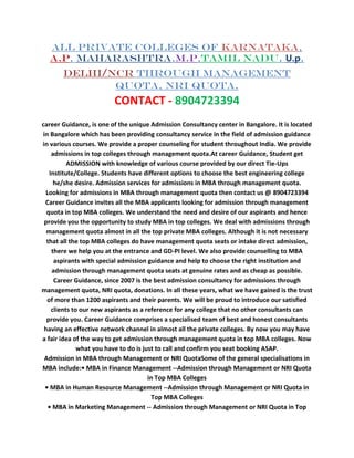 List of courses in mba 2015 Admission through Management quota | PDF