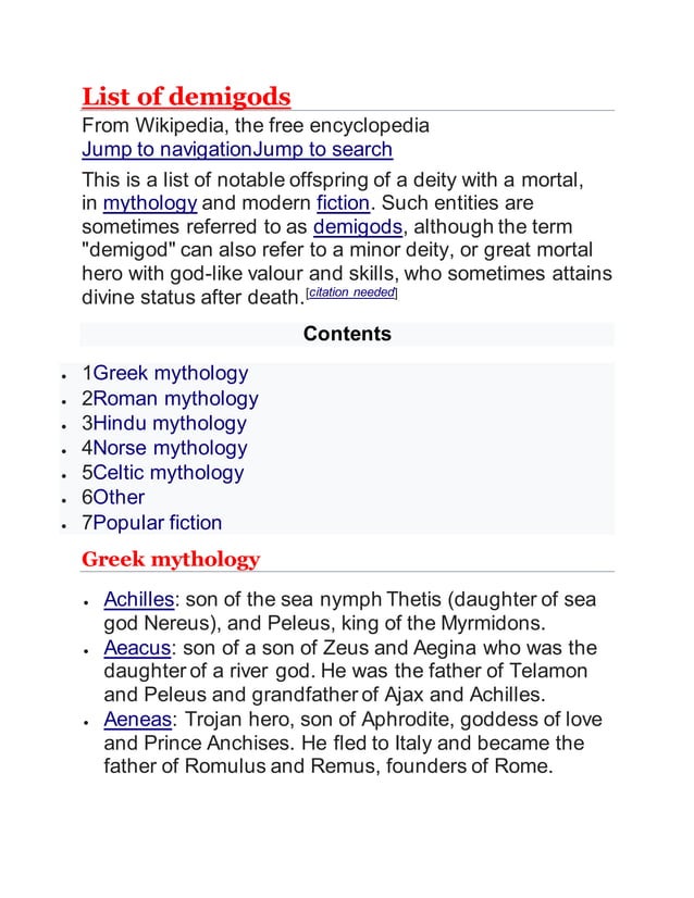 List of demigods | PDF