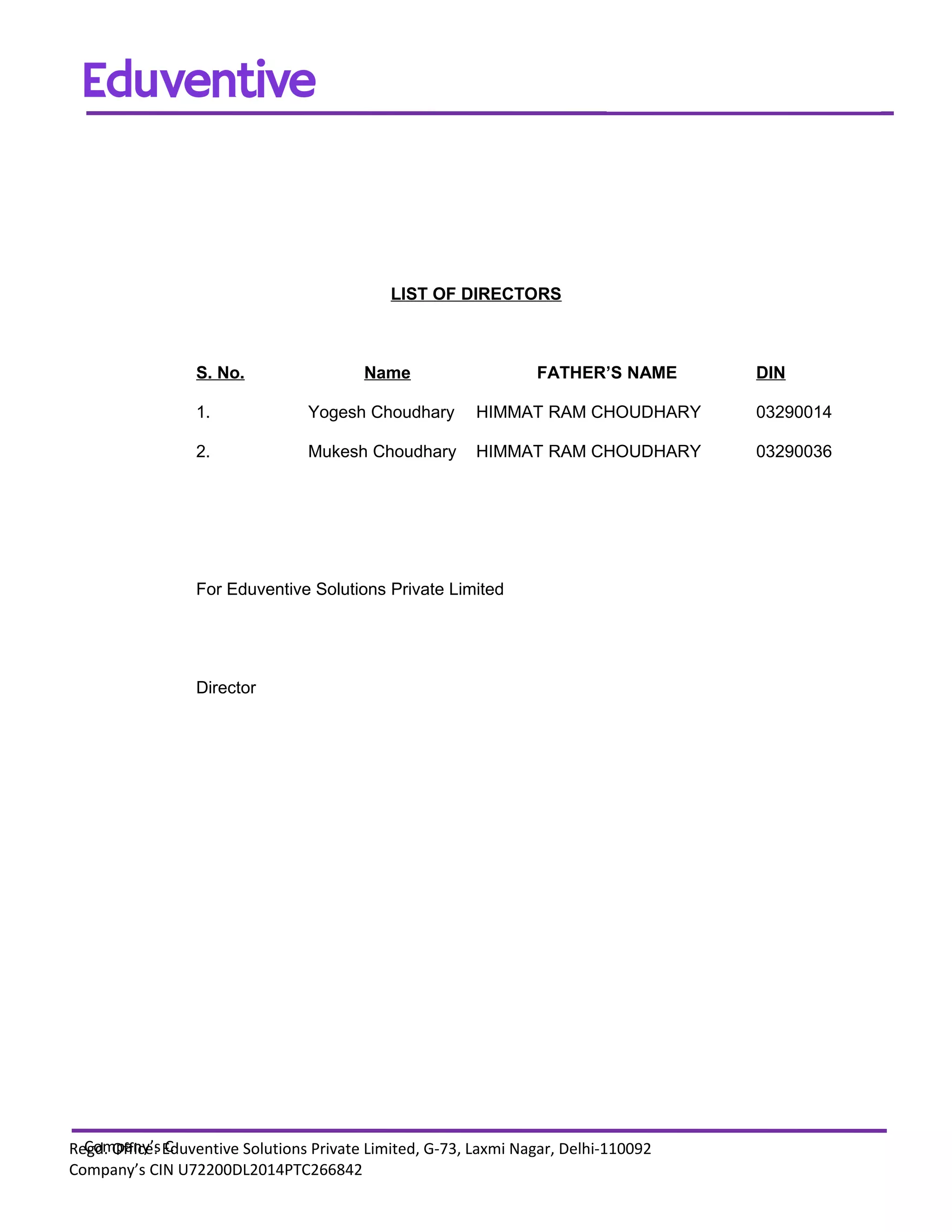 List of directors | DOC
