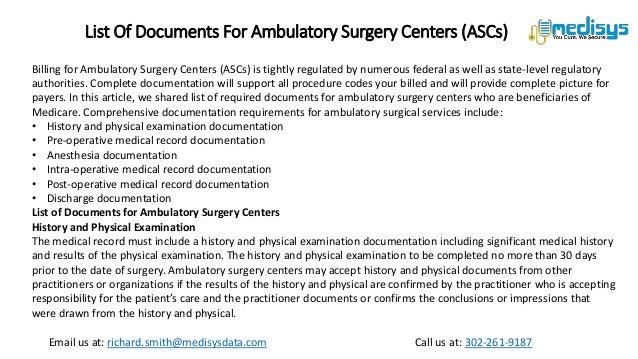 List Of Documents For Ambulatory Surgery Centers (ASCs).pdf