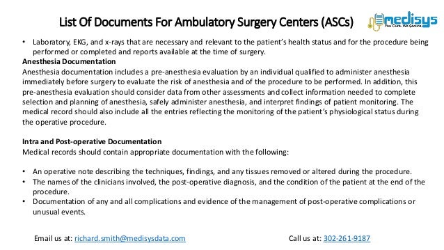 List Of Documents For Ambulatory Surgery Centers (ASCs).pdf