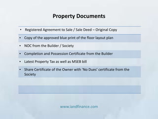 List Of Documents For Home Loan Processing | PPTX