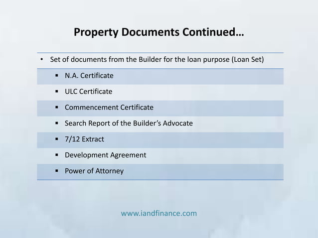 List Of Documents For Home Loan Processing | PPTX | Home Financing ...