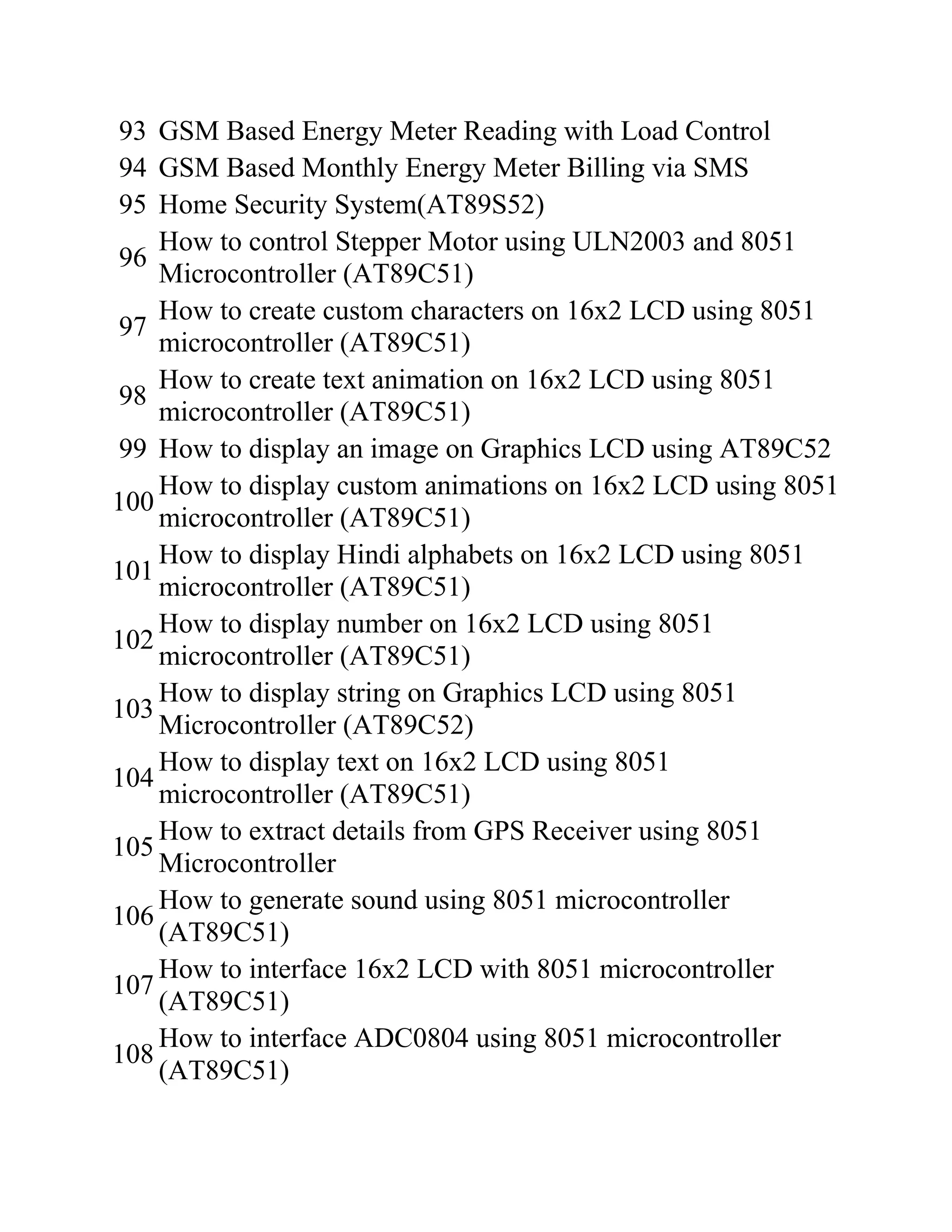Embedded Systems Projects List,Ece/Electronics Projects List | PDF ...