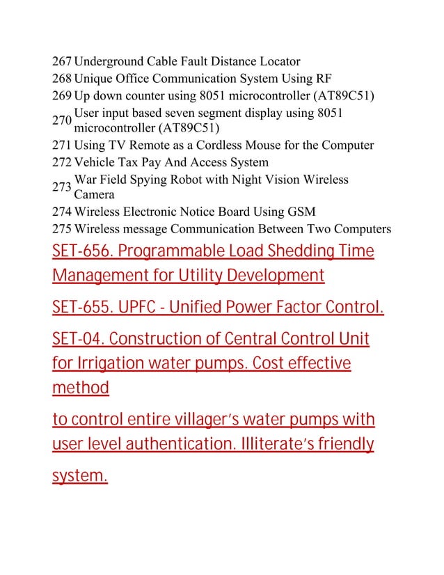Embedded Systems Projects List,Ece/Electronics Projects List | PDF