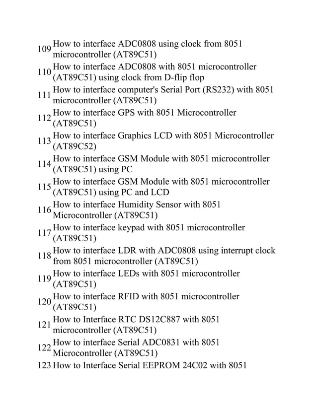 Embedded Systems Projects List,Ece/Electronics Projects List | PDF