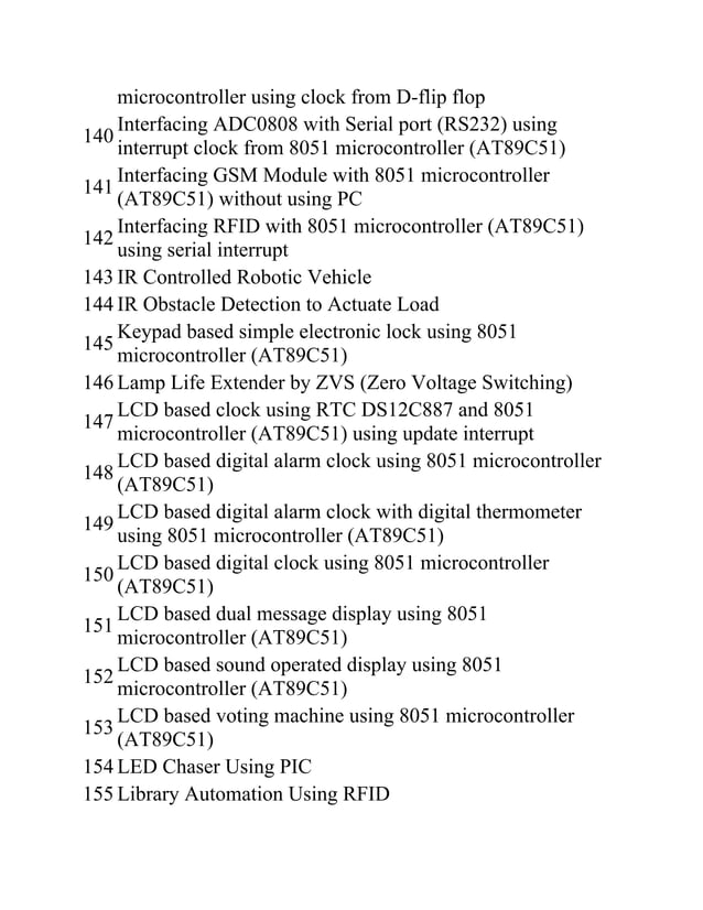 Embedded Systems Projects List,Ece/Electronics Projects List | PDF