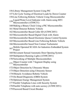 Embedded Systems Projects List,Ece/Electronics Projects List | PDF