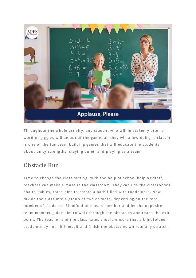 List of exciting team building activities for the classroom | PDF