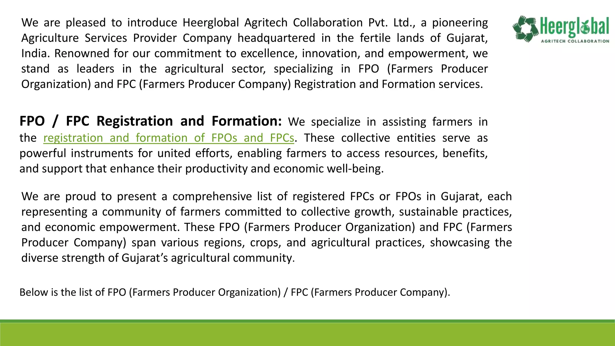 List of FPOs (Farmers Producer Organizations) in Gujarat | PPTX