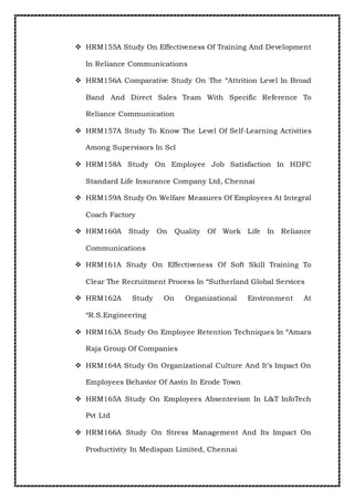 List of hr project topics | DOCX | Computer Software and Applications ...