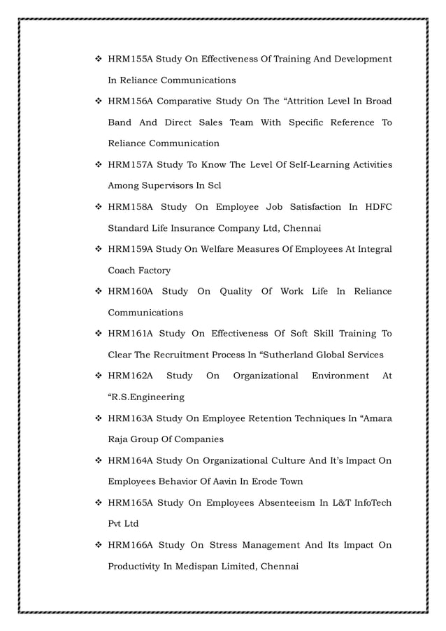 List of hr project topics | DOCX | Computer Software and Applications ...