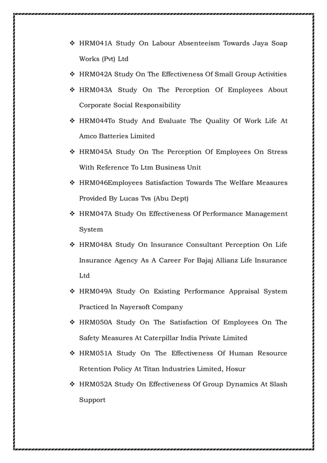 List of hr project topics | DOCX | Computer Software and Applications ...