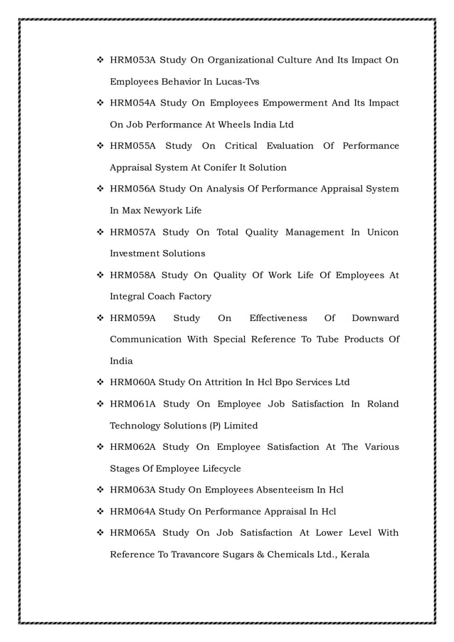 List of hr project topics | DOCX | Computer Software and Applications ...