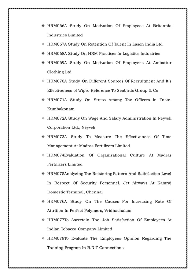 List of hr project topics | DOCX | Computer Software and Applications ...