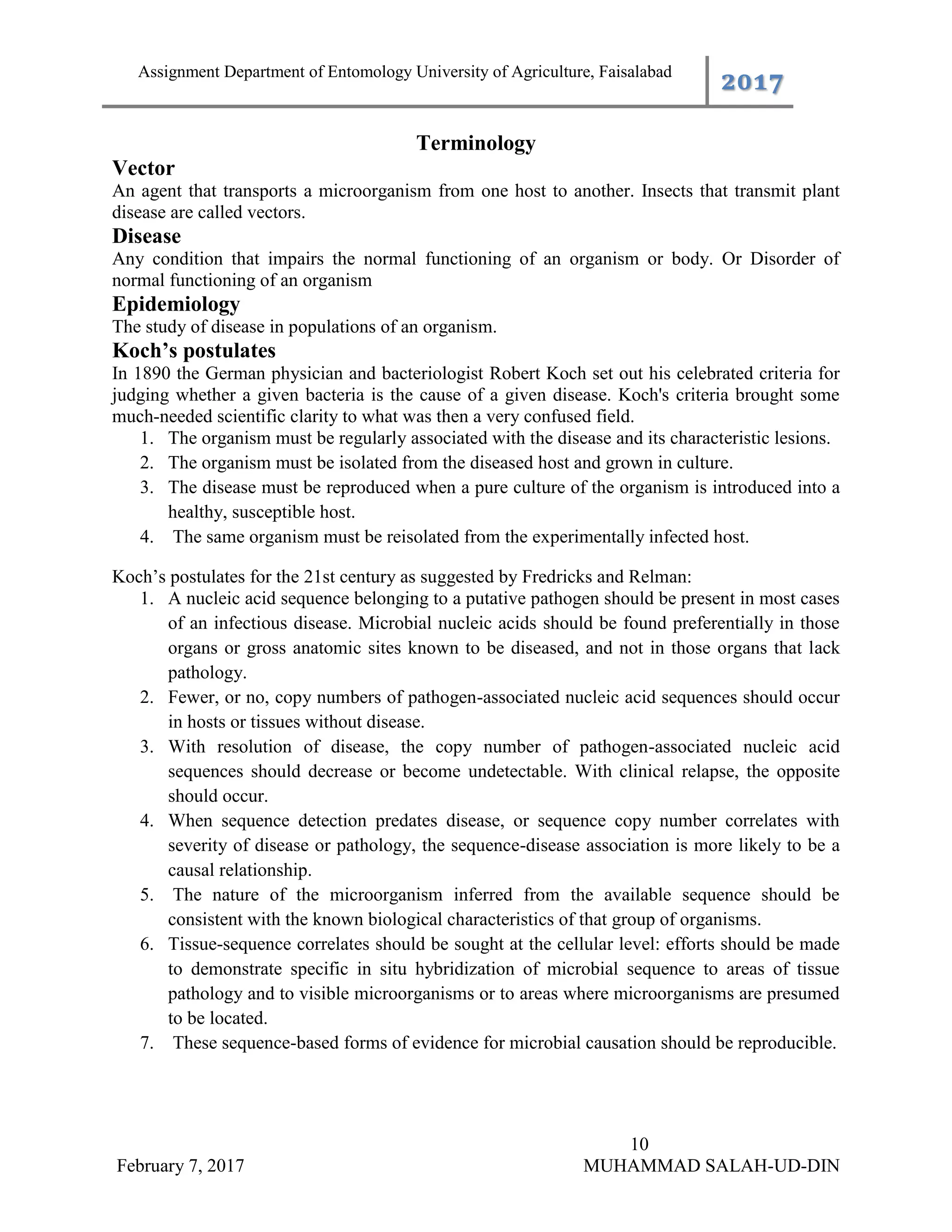 List of Insect Vector Transmitted Plant Diseases & Terminology | PDF