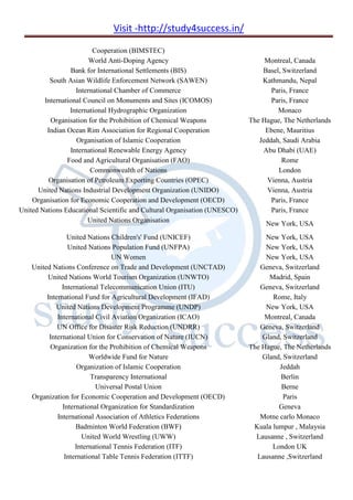 List of international organizations and their headquarters | PDF