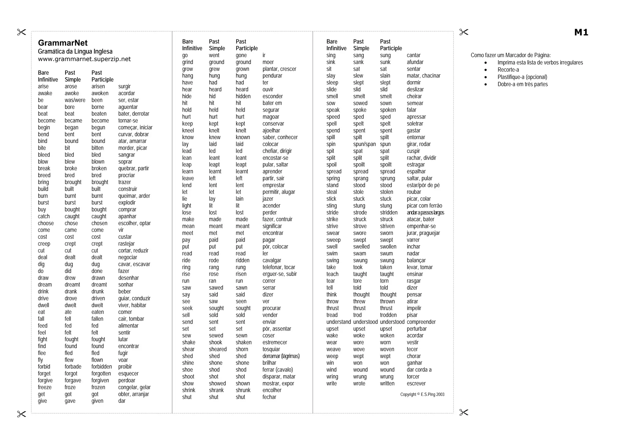 List of irregular verbs | PDF