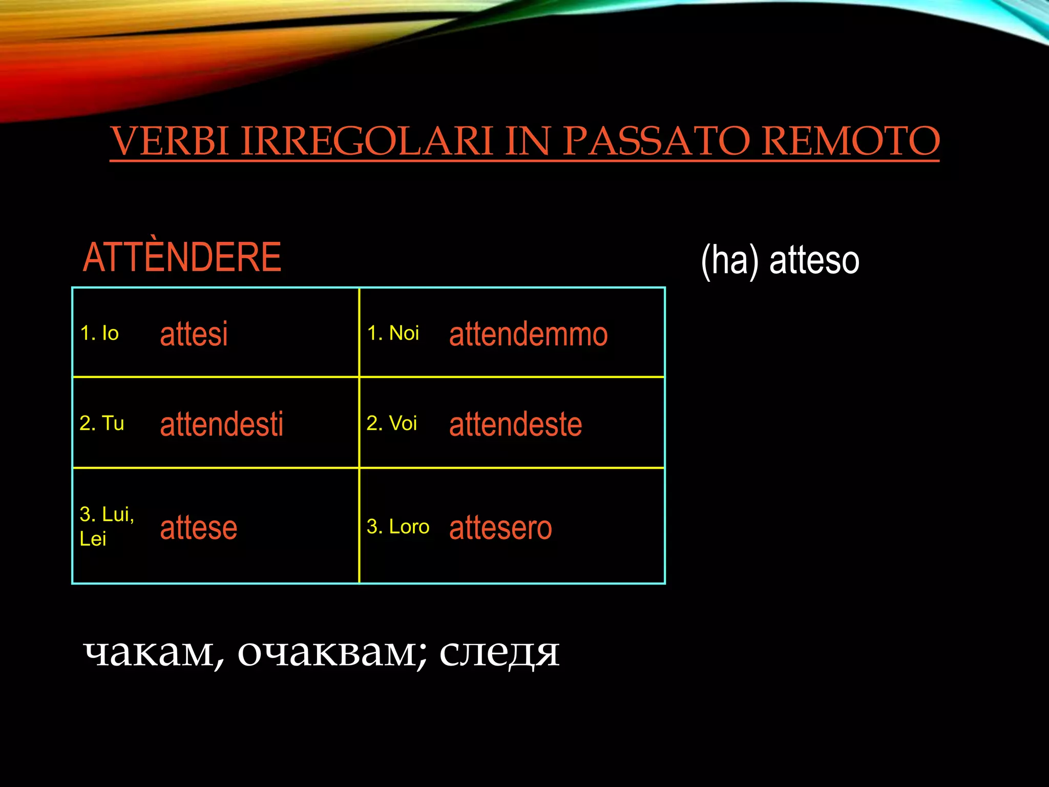 Verbi irregolari nel passato remoto | PPTX