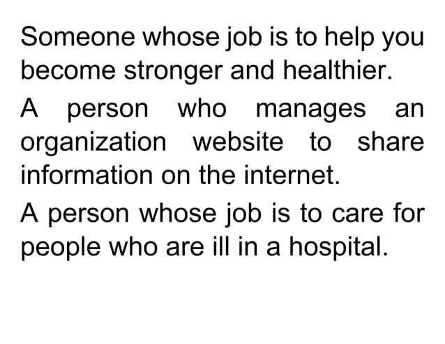 LIST OF JOBS AND OCCUPATIONS WITH THEIR DEFINITIONS IN ENGLISH, IT IS ...