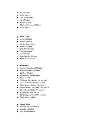 List of Markets in Nigeria | DOCX