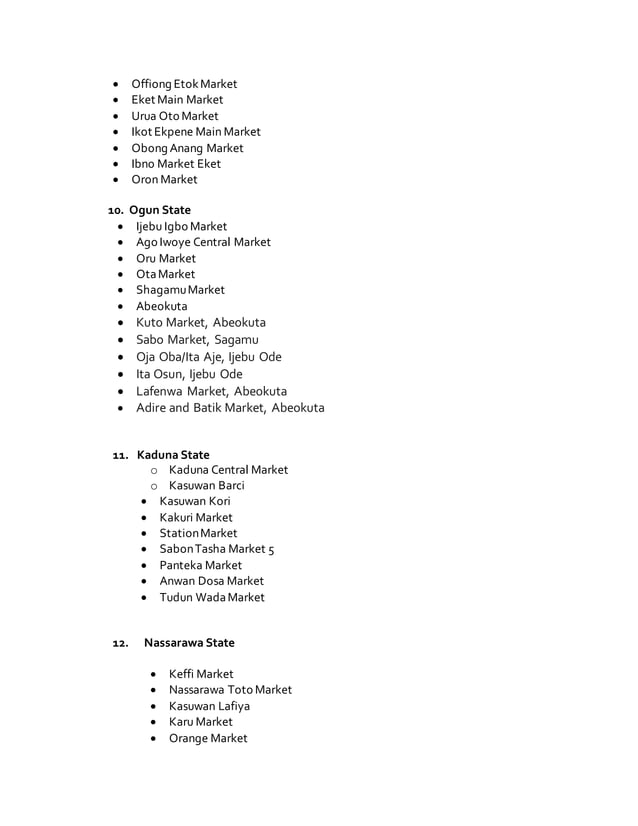 List of Markets in Nigeria | PDF | Free Download