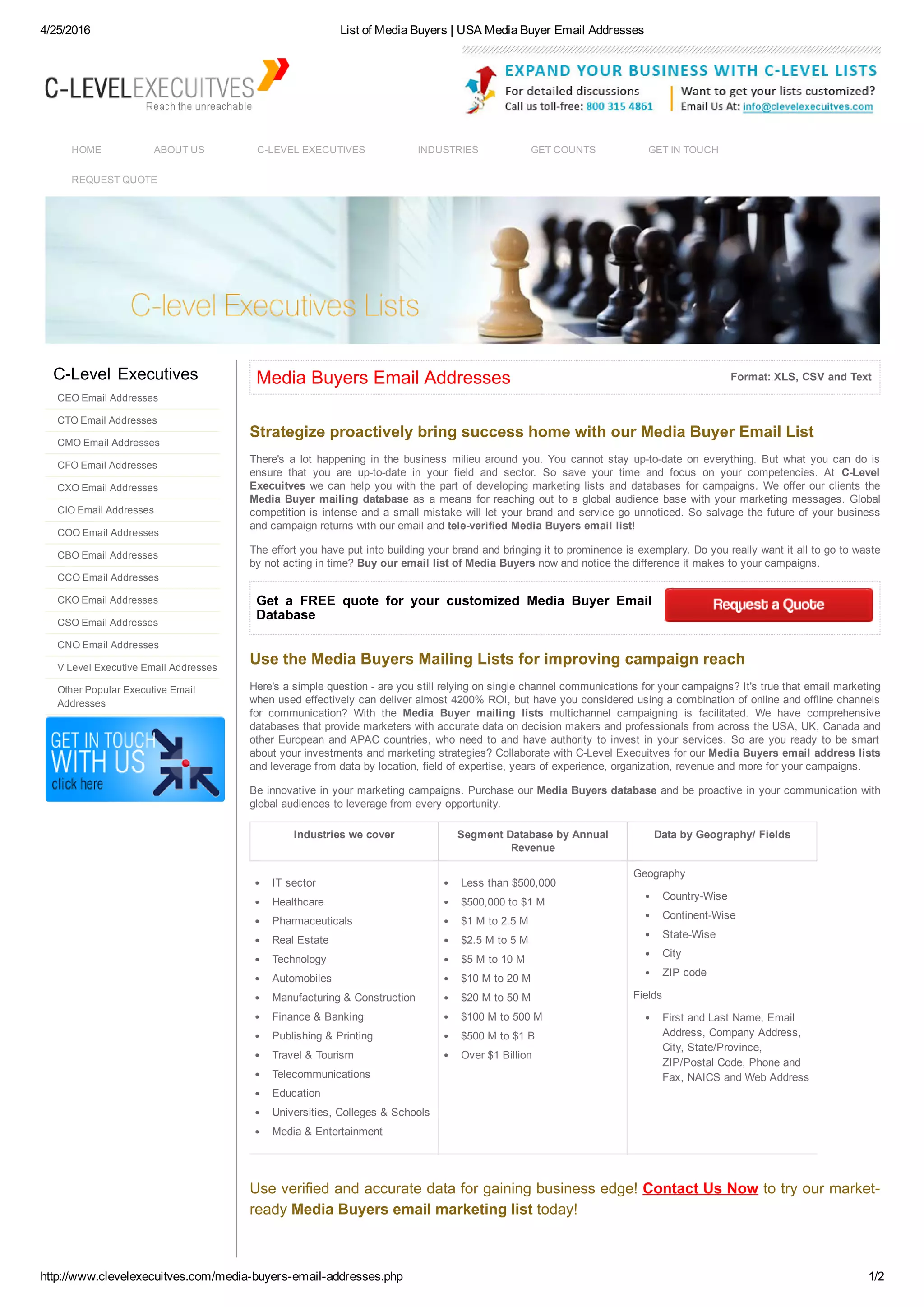 List of media buyers | usa media buyer email addresses | PDF