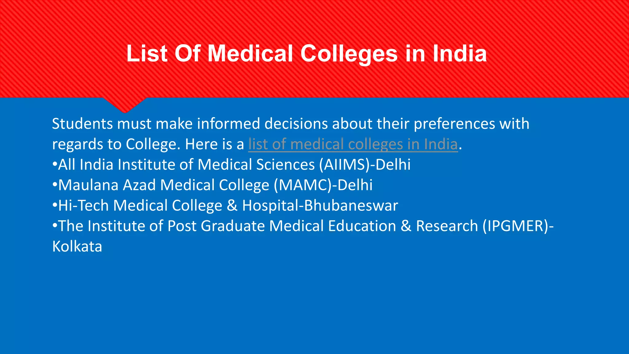 List of Medical Colleges in India | PPTX