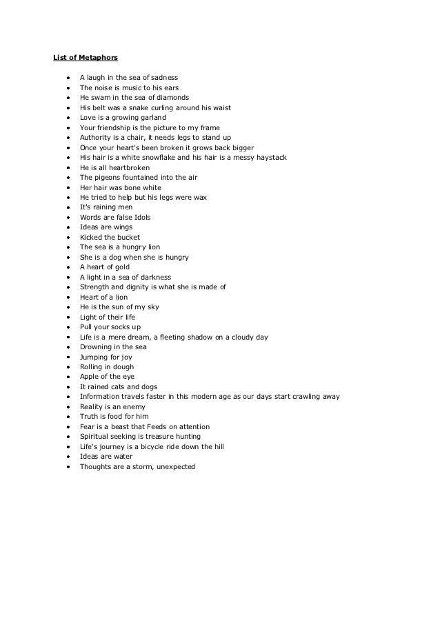 List Of Metaphors list-of-metaphors