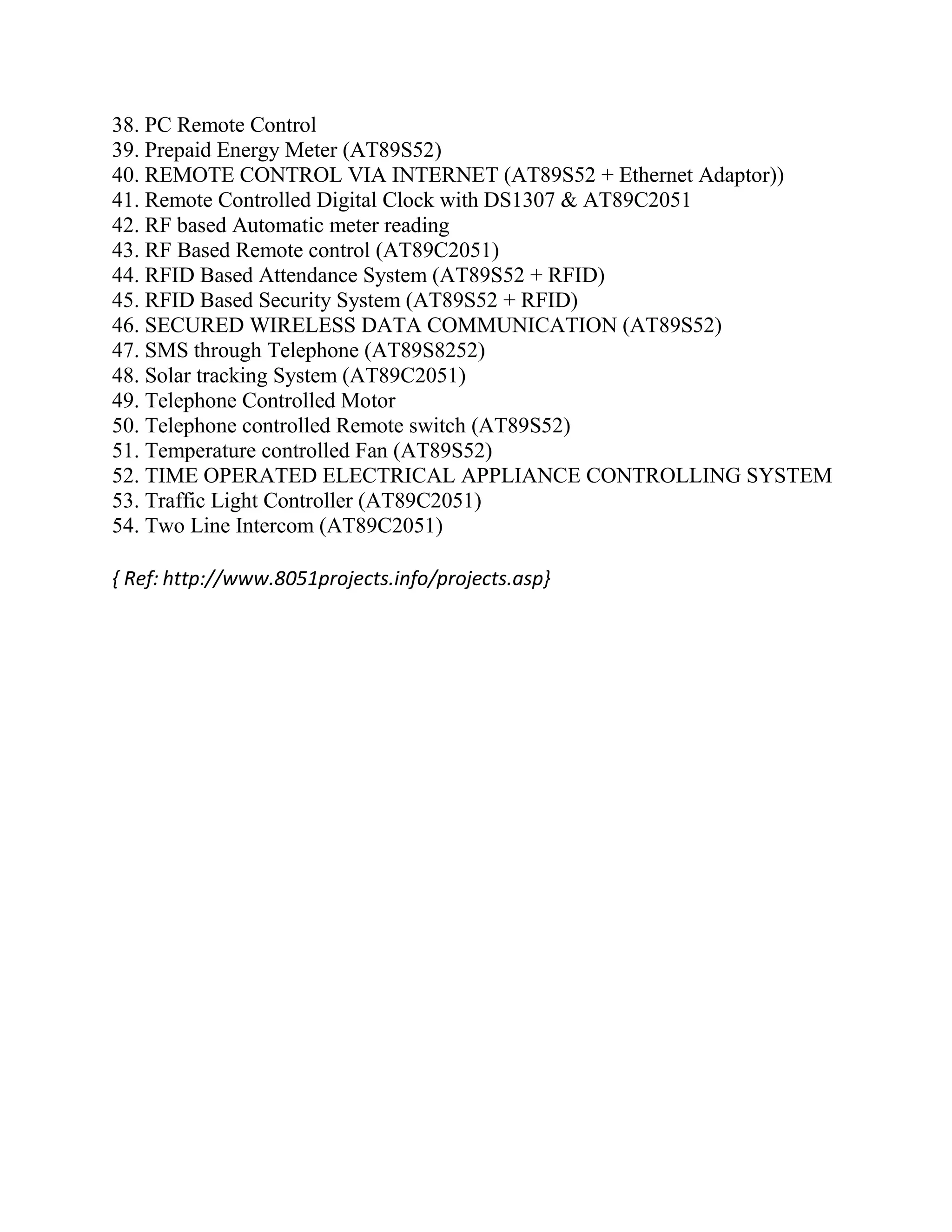 List of microcontroller 8051 projects | PDF List of microcontroller 8051 projects | PDF
