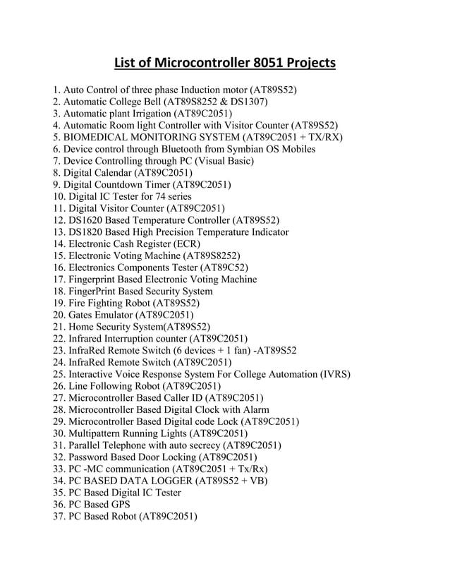 List of microcontroller 8051 projects | PDF