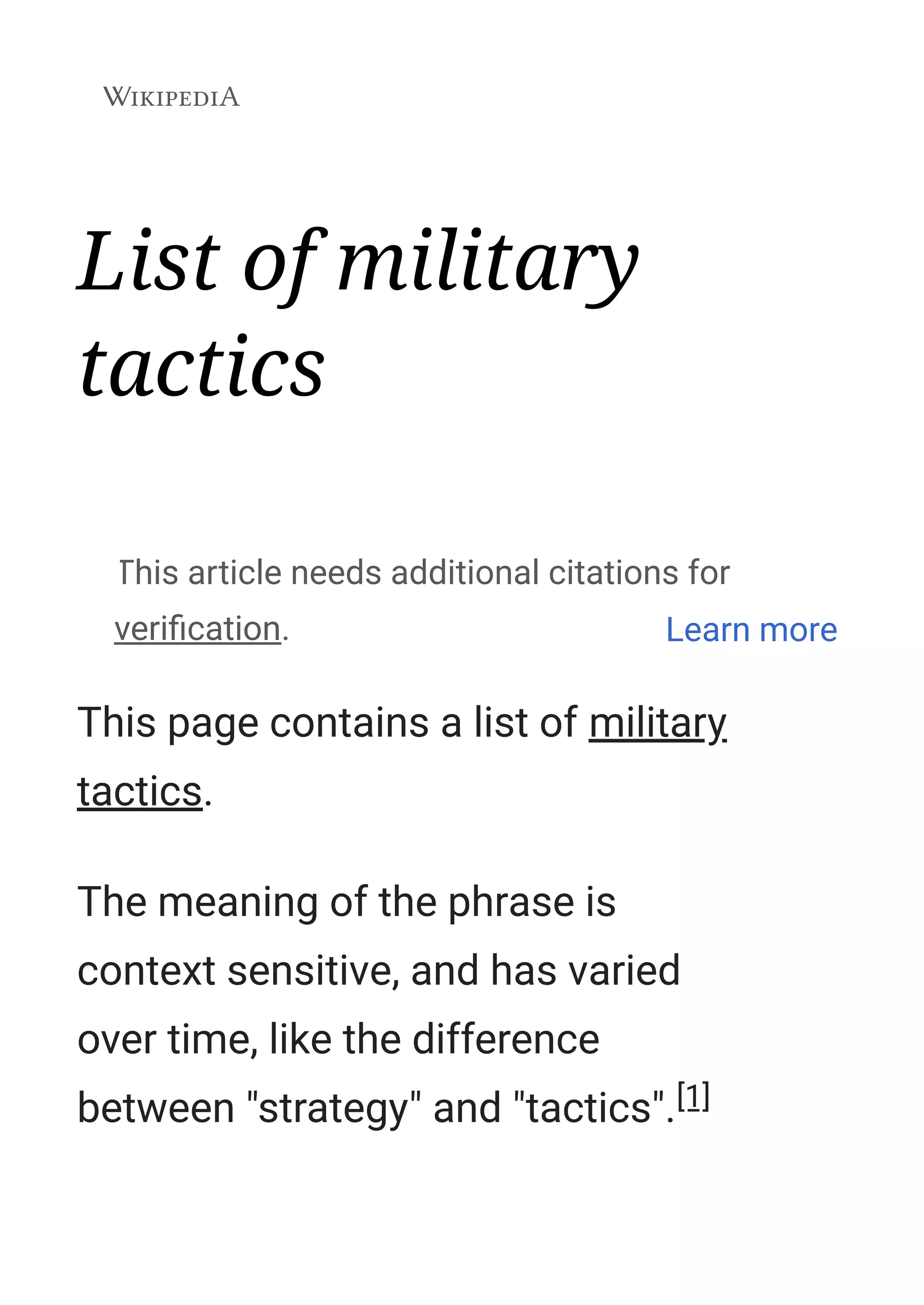 List of military tactics wikipedia | PDF