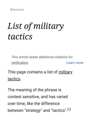 List of military tactics wikipedia | PDF