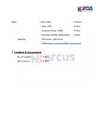 NS Arcus List of our present equipments | PDF