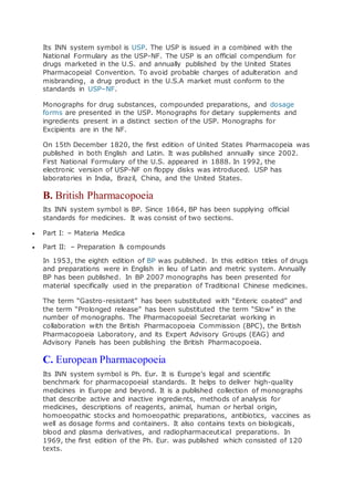 List of pharmacopoeia | DOCX