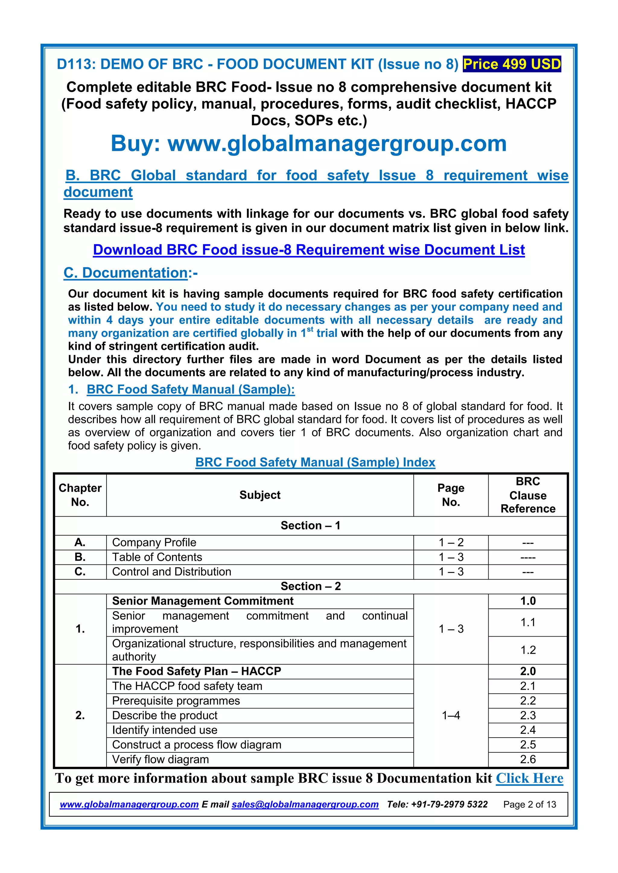 BRC manual documents free download | PDF