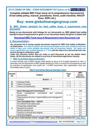 BRC manual documents free download | PDF