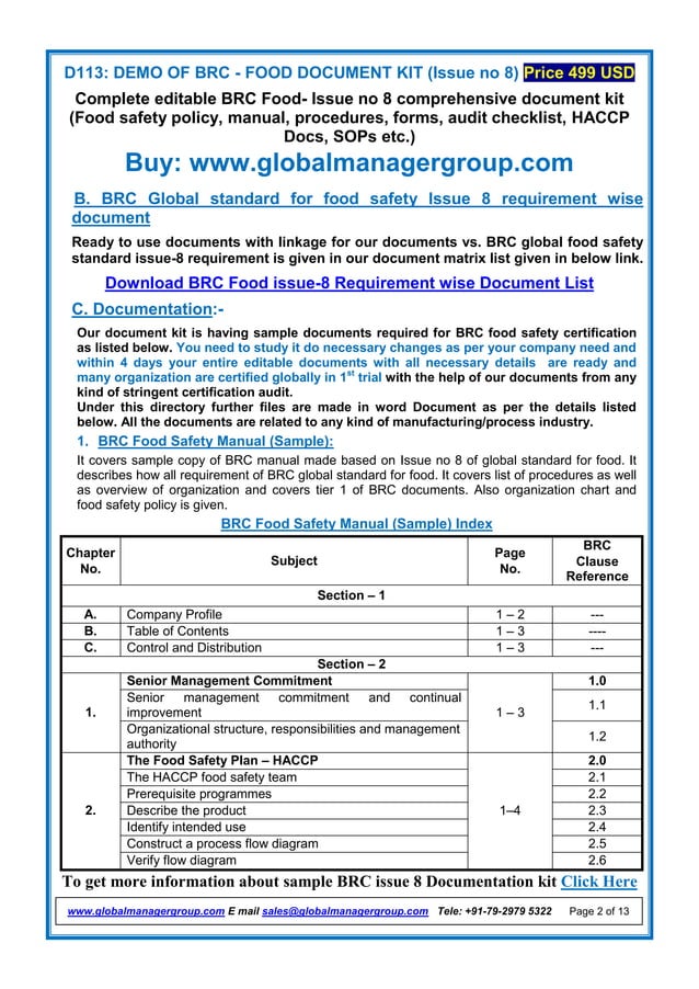 BRC manual documents free download | PDF