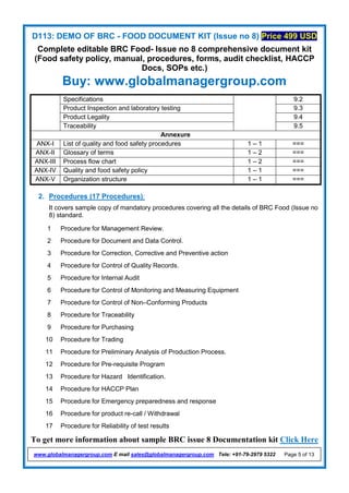 BRC manual documents free download | PDF