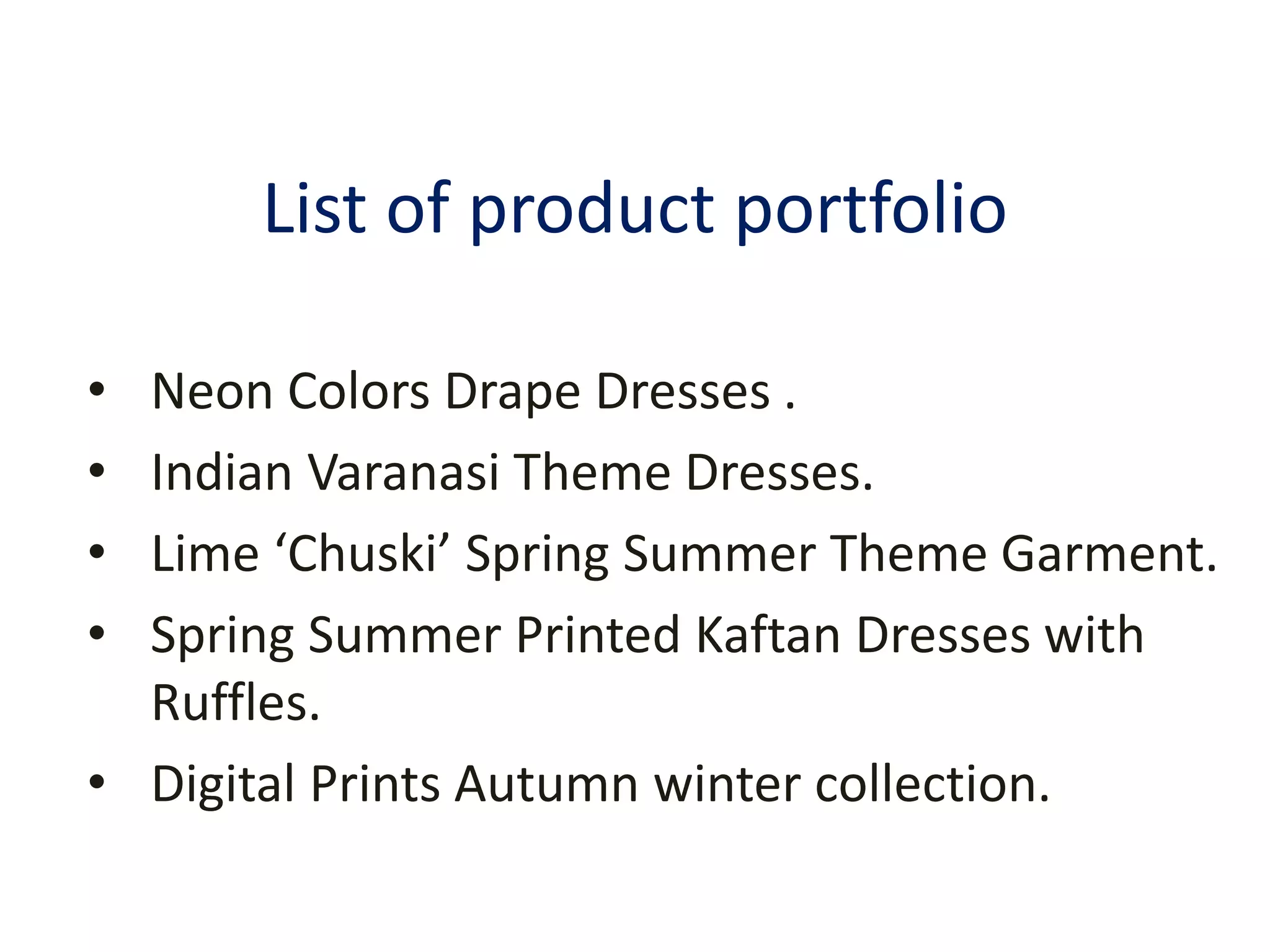 List of products portfolio soumya dubey | PDF