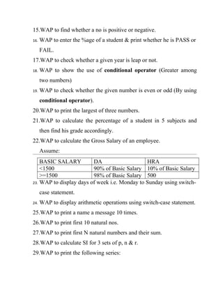 List of programs for practical file | DOC | Computing | Technology ...