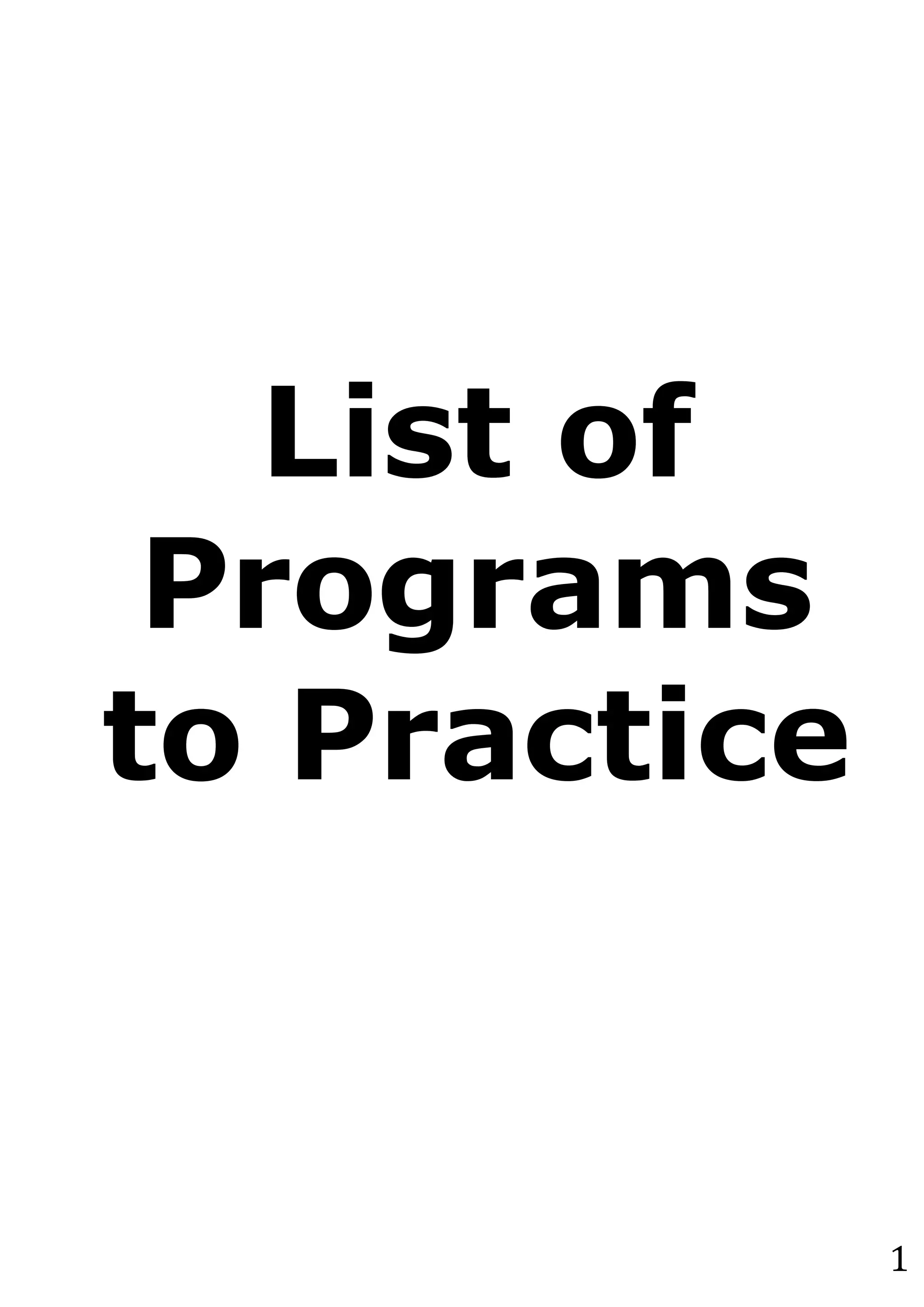 List of programs to practice for ICSE | DOCX