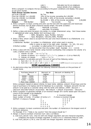 List of programs to practice for ICSE | DOCX