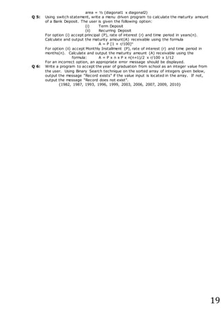 List of programs to practice for ICSE | DOCX