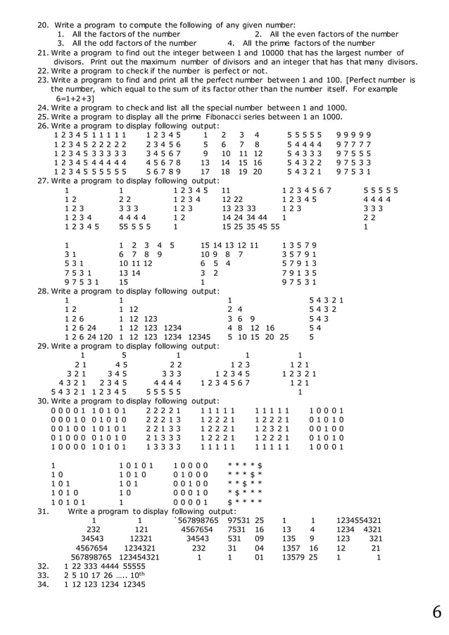 List of programs to practice for ICSE | DOCX