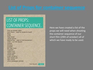 List of props for container sequence | PPT