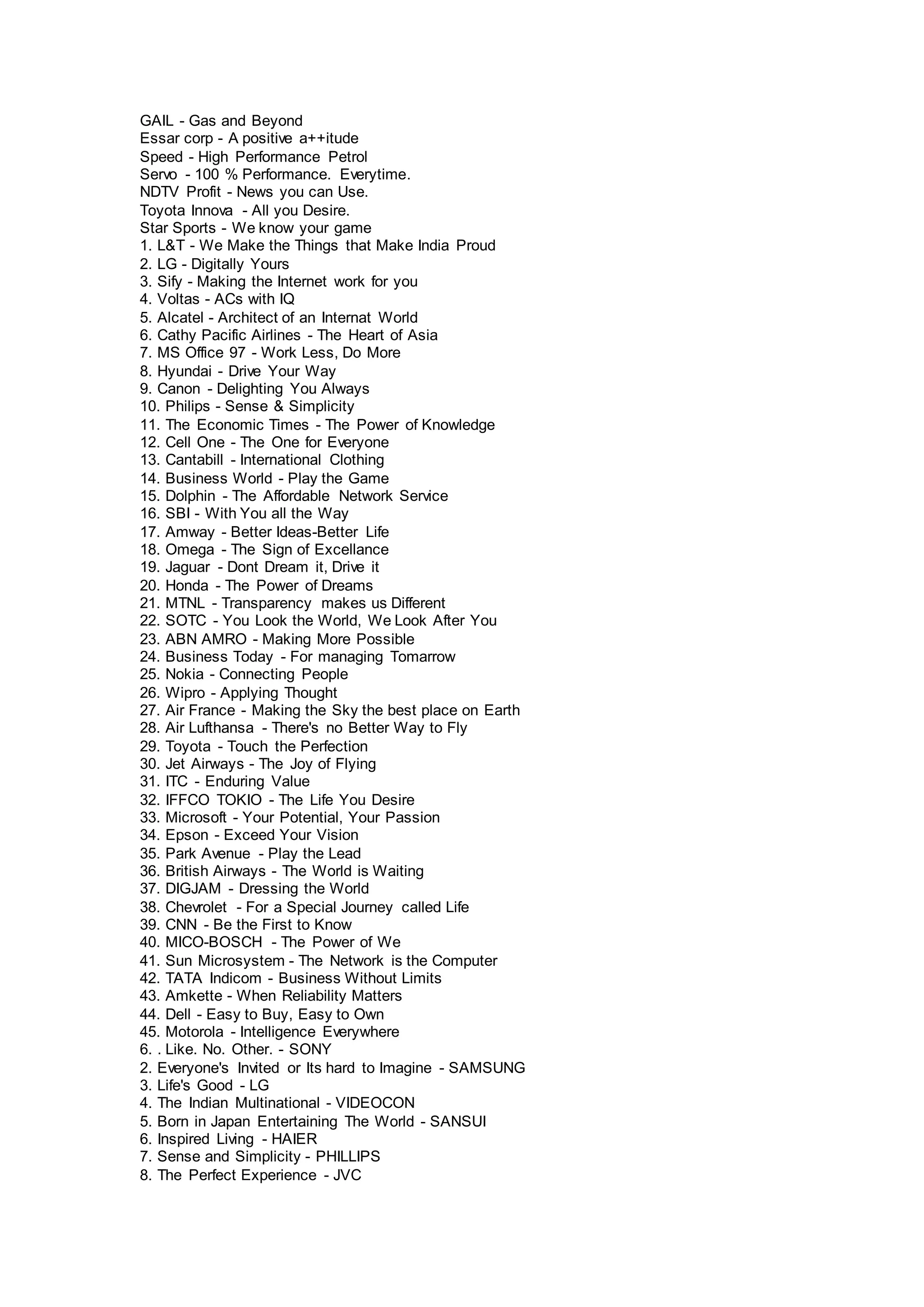 PUNCHLINES OF FAMOUS COMPANIES | DOC