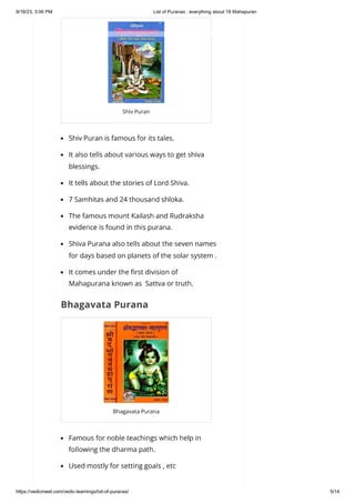 List of Puranas.pdf | Hinduism | Religion & Spirituality